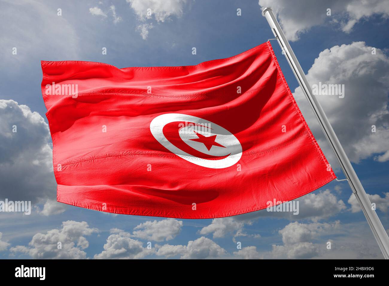 flag of tunisia waving in the wind Stock Photo - Alamy