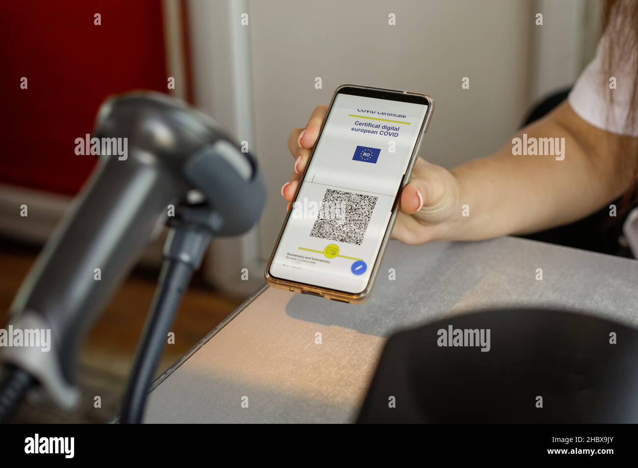 Shallow depth of field (selective focus) image with a Romanian female ...