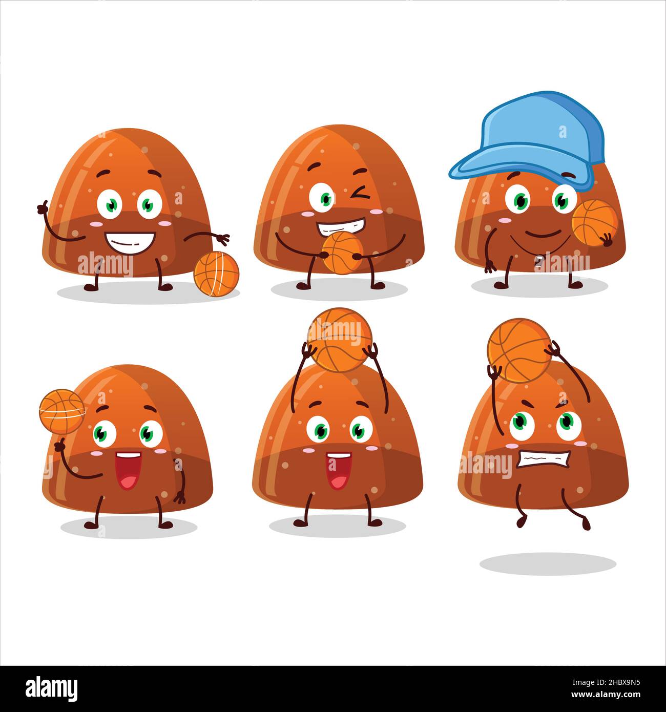 Talented orange jelly gummy candy cartoon character as a basketball ...