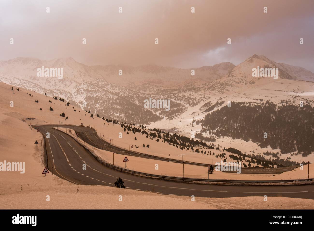 The amazing images of Andorra brown by the dust of the Sahara, named ...