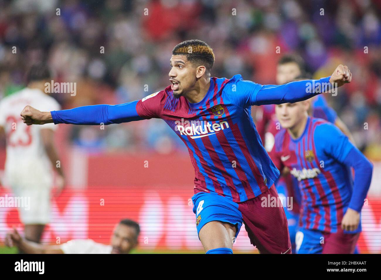 Ronald Araujo of FC Barcelona celebrates a goal 1-1 during the Spanish ...