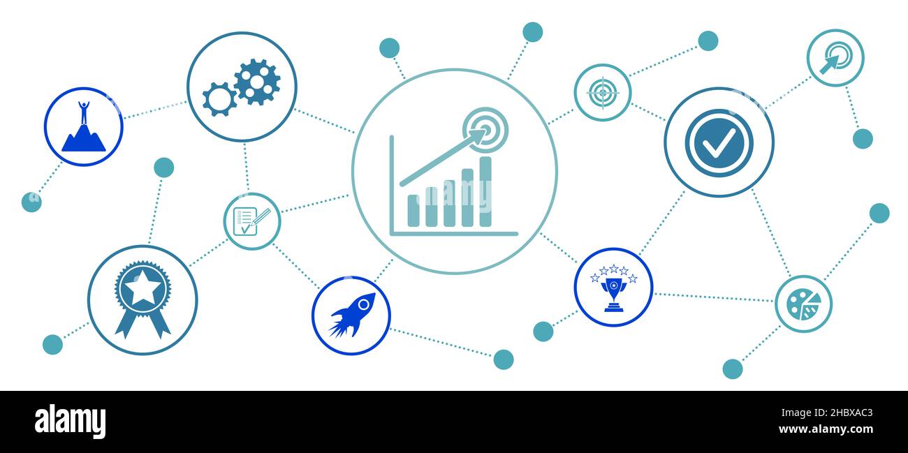 Concept of goals with connected icons Stock Photo - Alamy