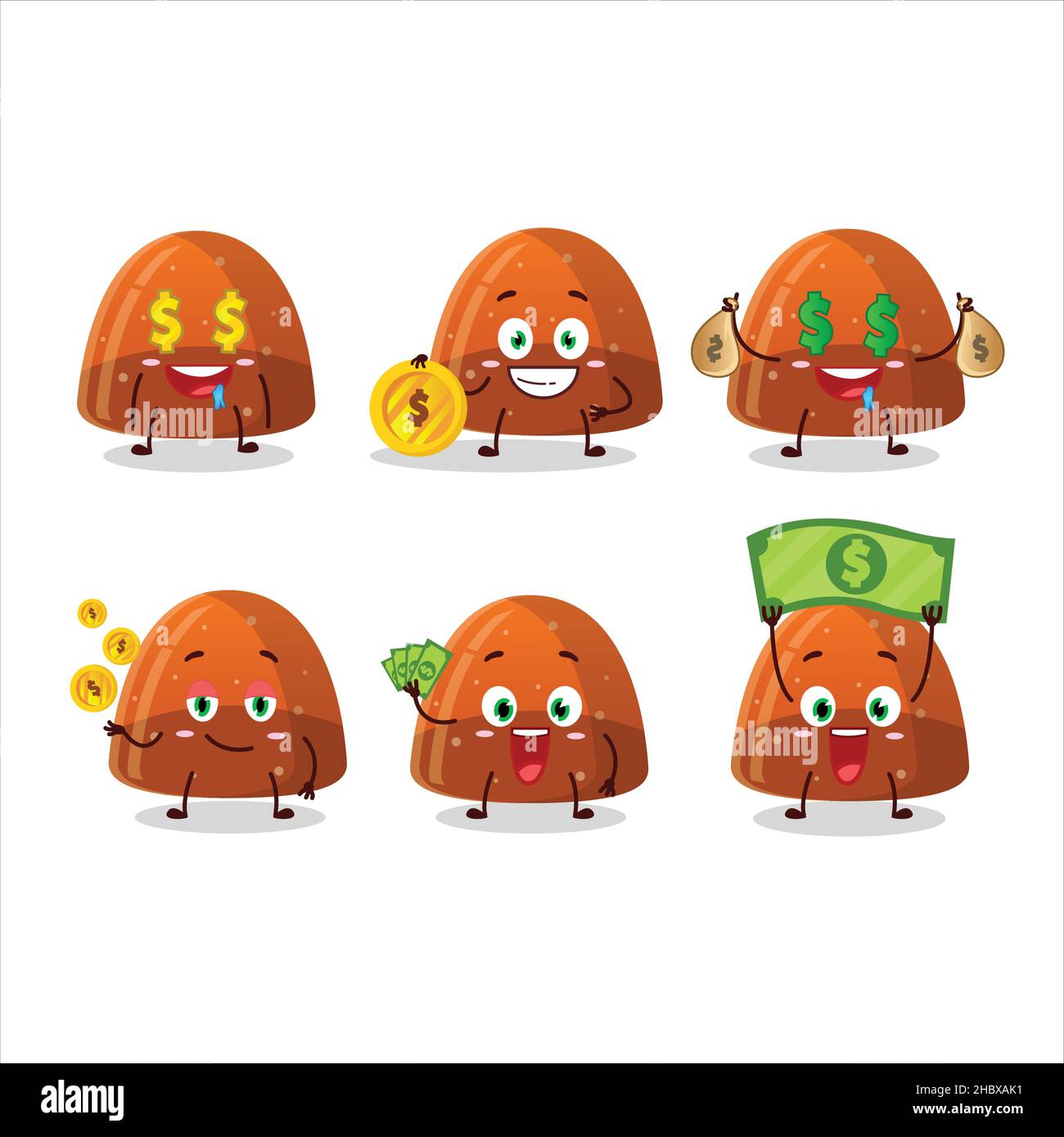 Orange jelly gummy candy cartoon character with cute emoticon bring ...