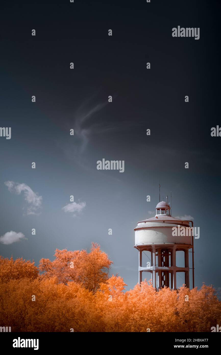 Water Tower infrared landscape photo Stock Photo - Alamy