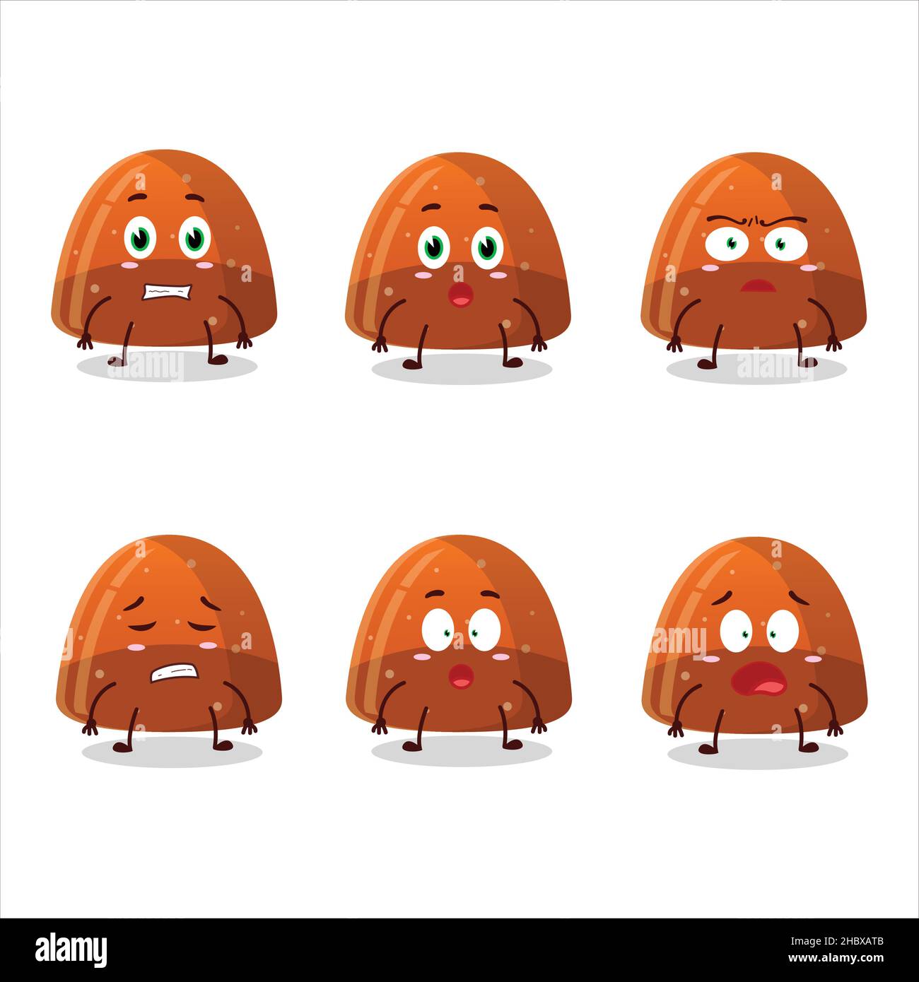 Character cartoon of orange jelly gummy candy with scared expression ...