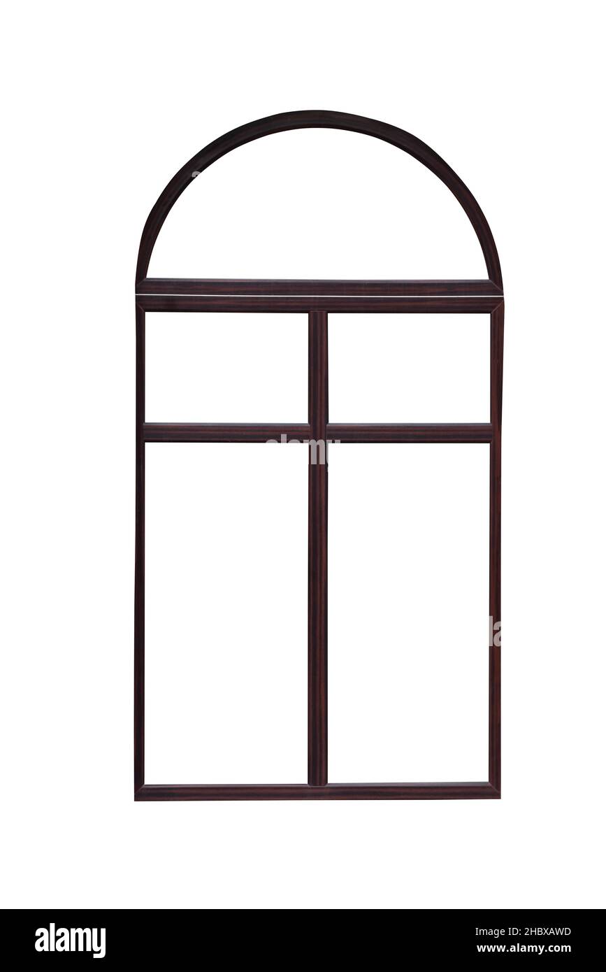 Old brown window isolated on white background Stock Photo - Alamy