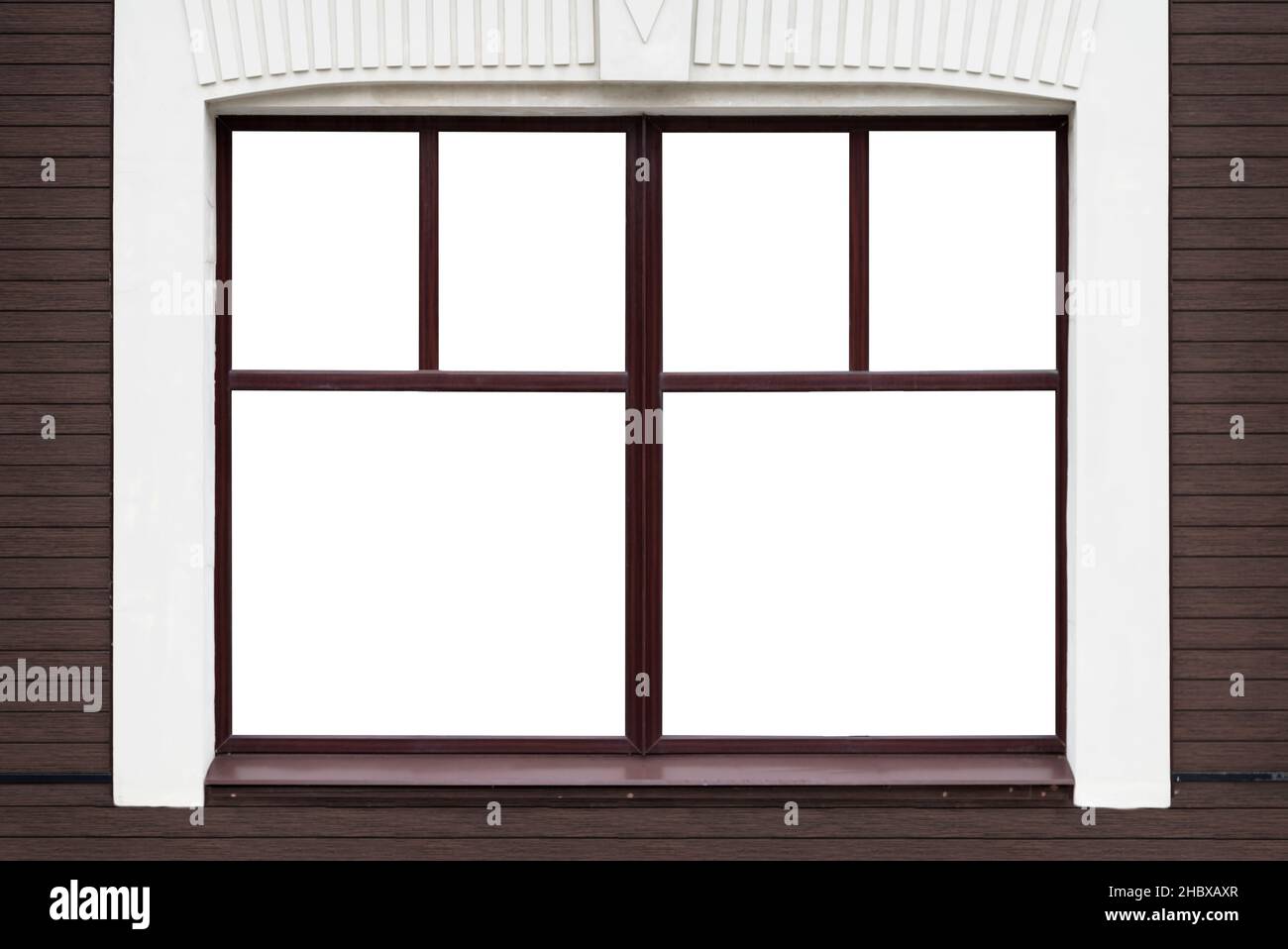 Old brown window isolated on white background Stock Photo - Alamy