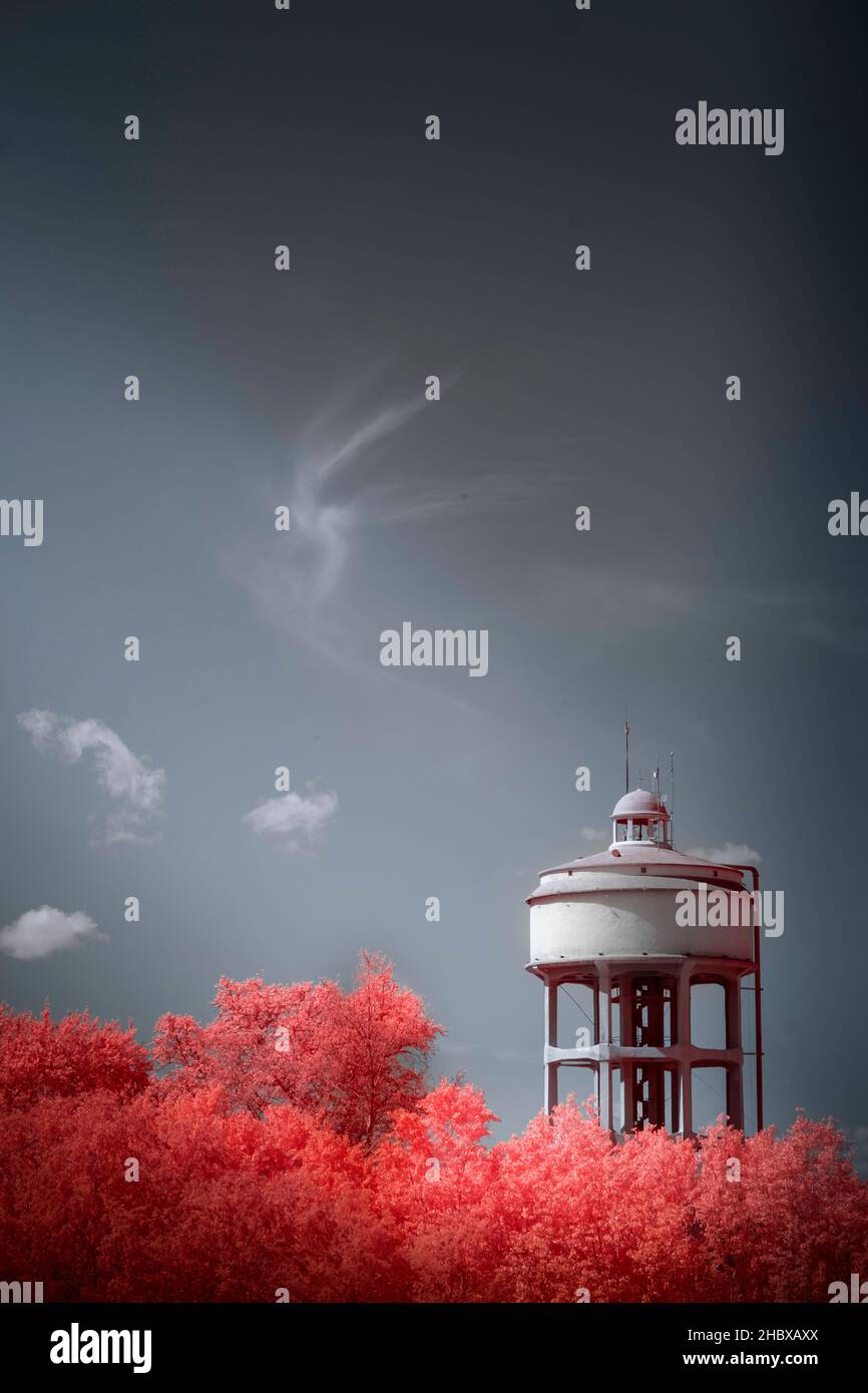 Water Tower infrared landscape photo Stock Photo - Alamy