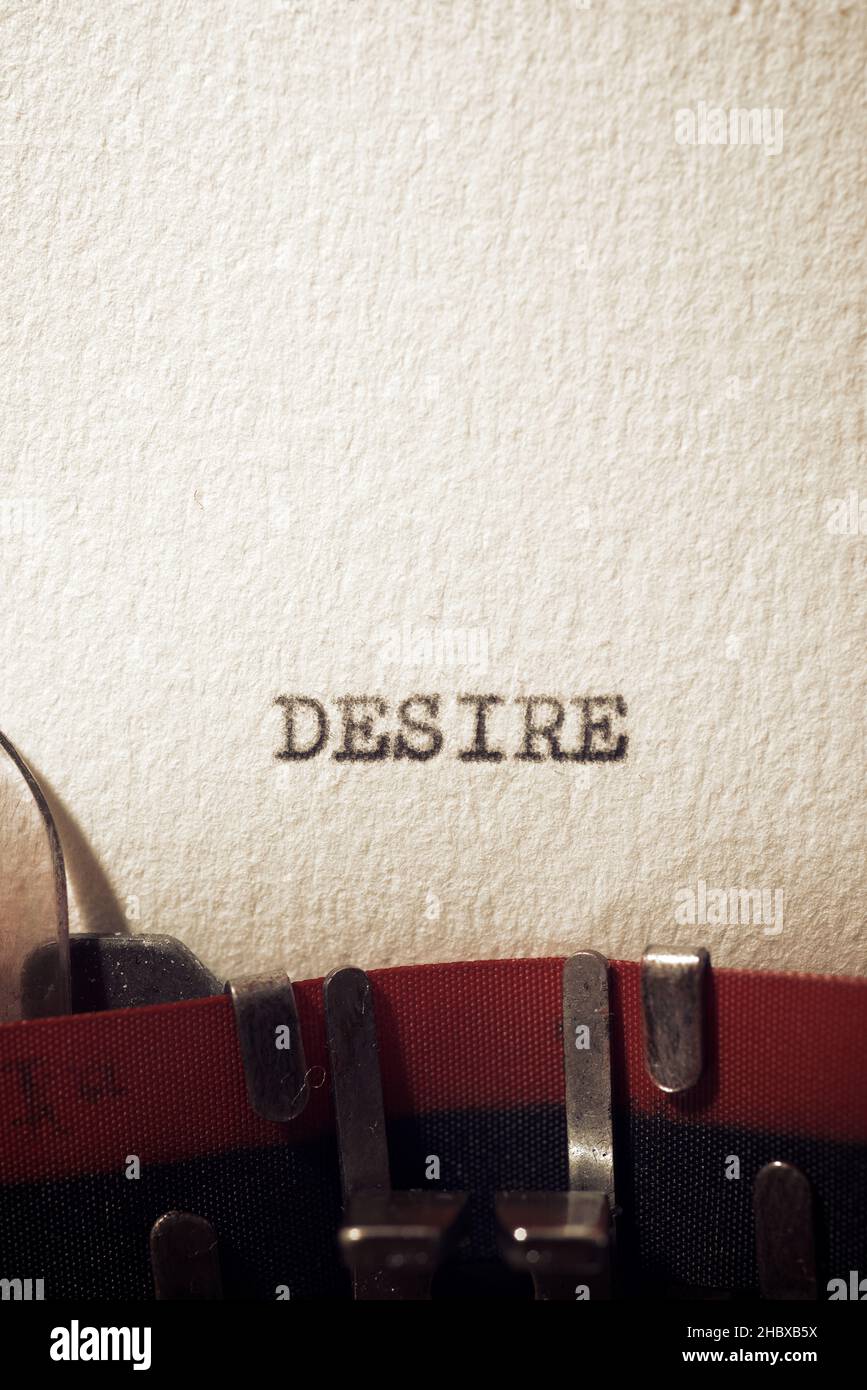 The word desire written with a typewriter Stock Photo - Alamy