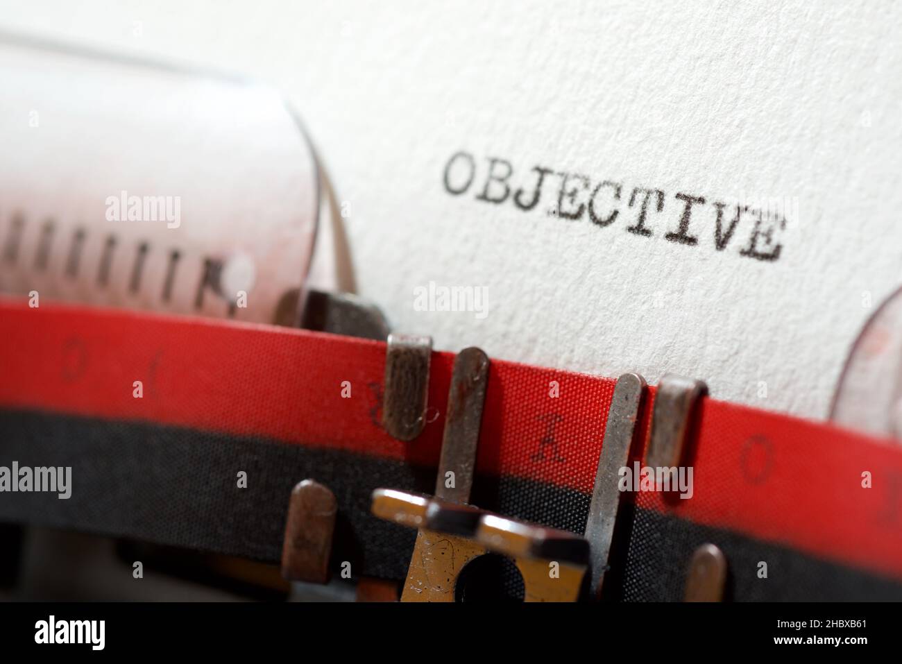 The word objective written with a typewriter Stock Photo - Alamy