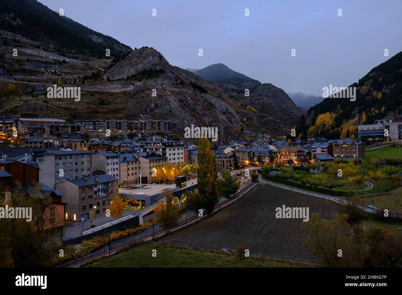 Canillo town in Andorra at night Stock Photo - Alamy