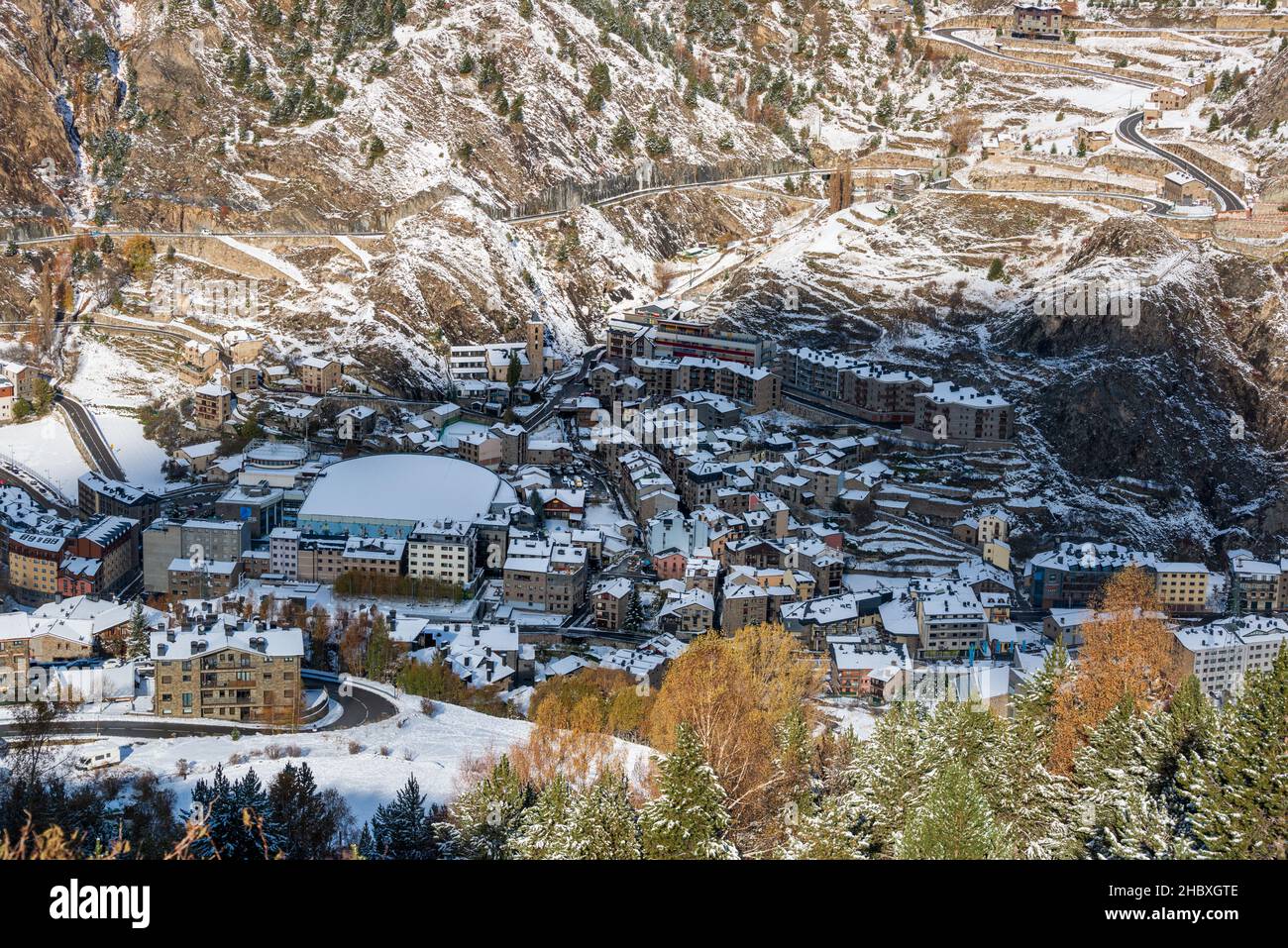 Views of villages in Andorra in the middle of snowy winter Stock Photo ...