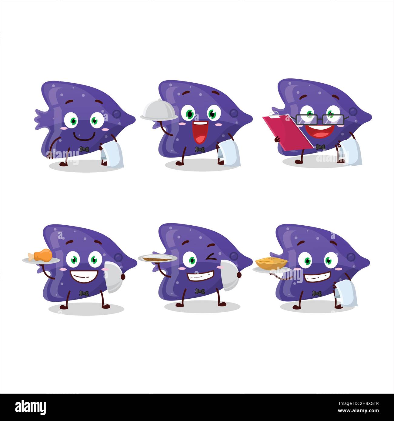 happy fish purple gummy candy waiter cartoon character holding a plate ...
