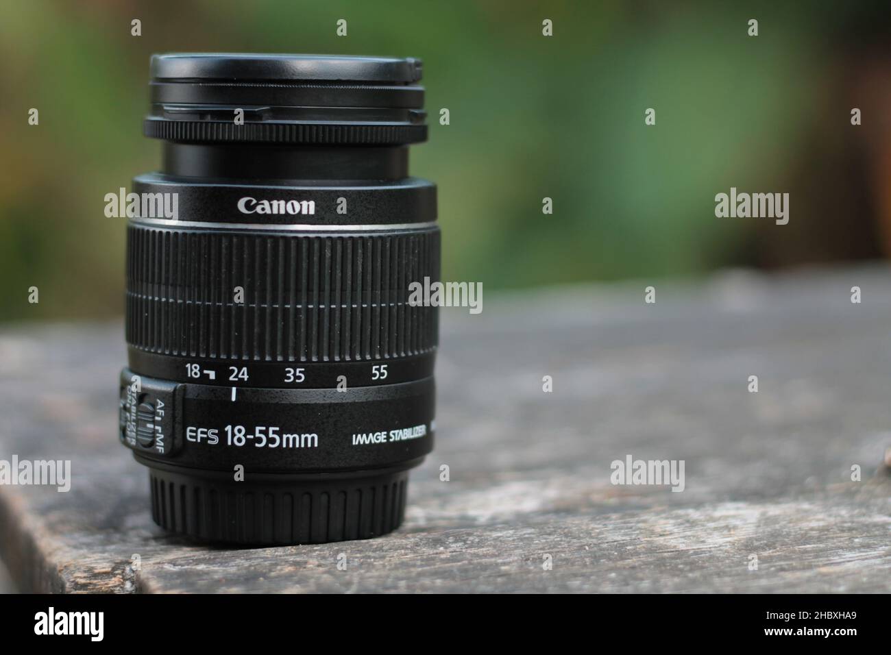 a black canon brand kit lens made of plastic material Stock Photo - Alamy