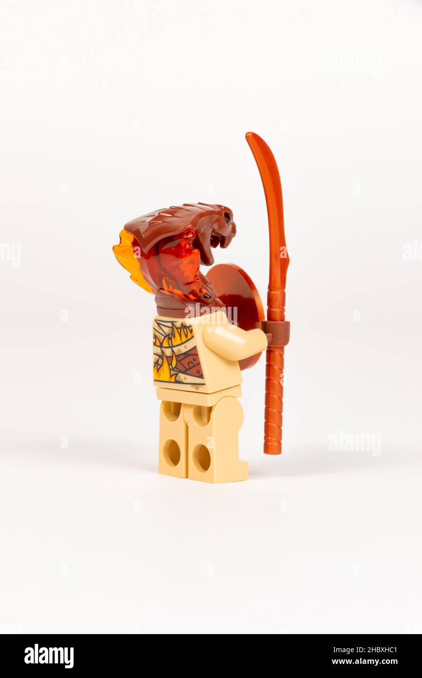 Yekaterinburg. Russia. 04.08.2021. Toy hero pyro slayer with a scimitar ...