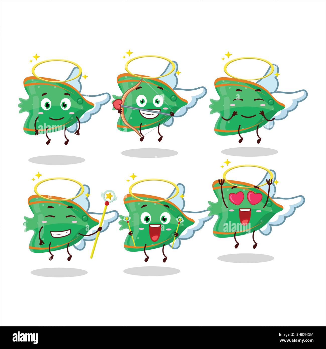 Fish green gummy candy cartoon designs as a cute angel character ...