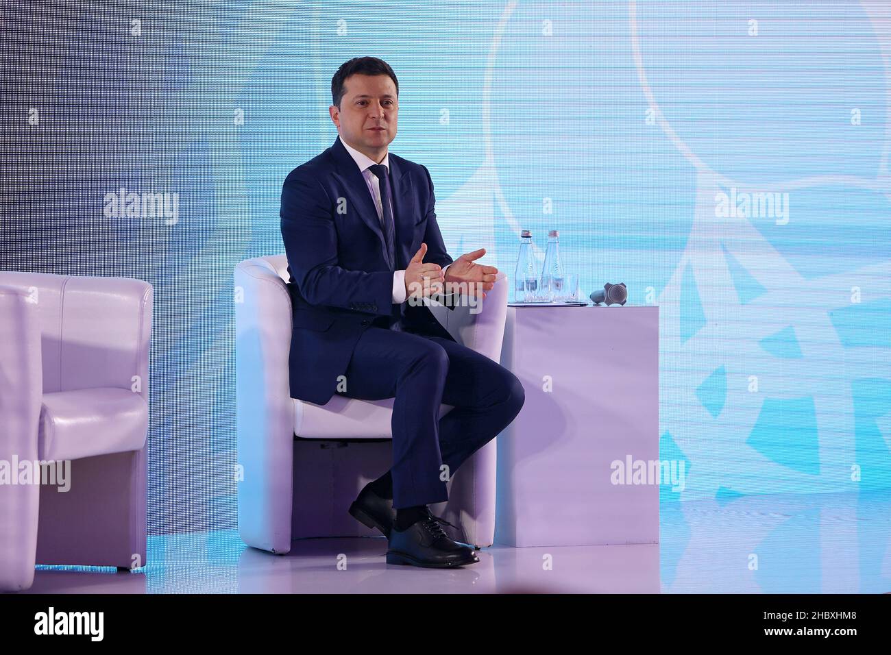 HUTA, UKRAINE - DECEMBER 21, 2021 - President of Ukraine Volodymyr ...