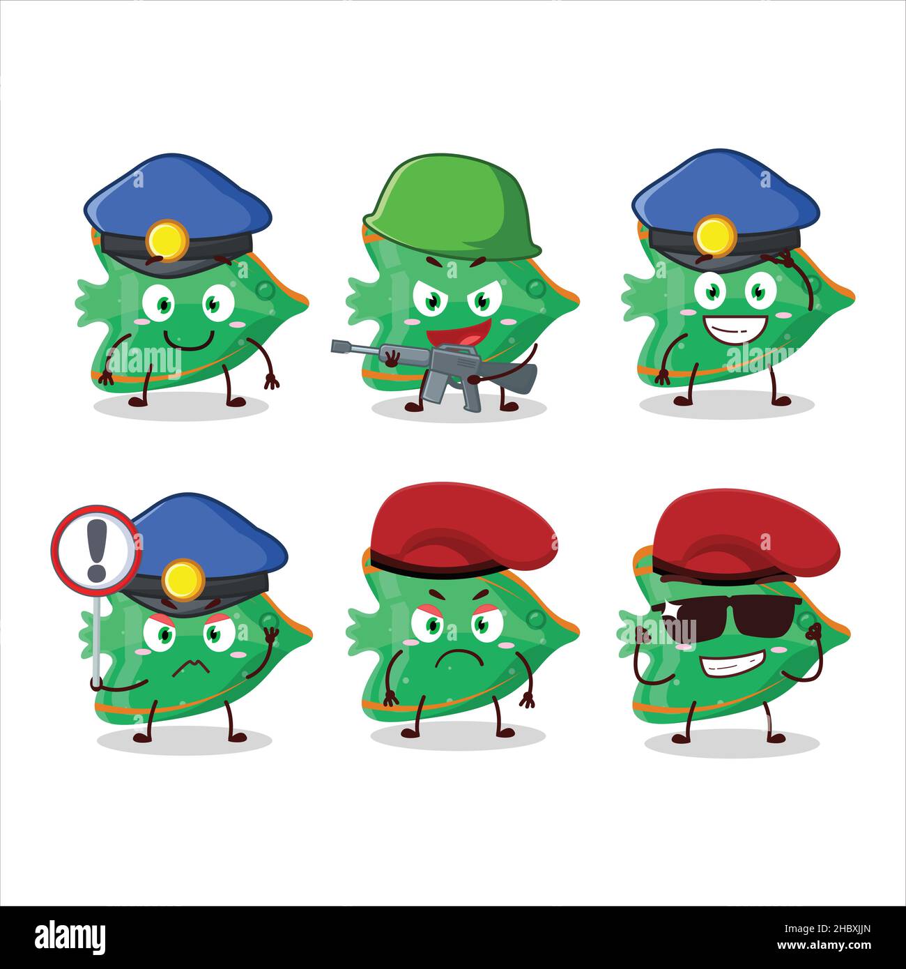 A dedicated Police officer of fish green gummy candy mascot design ...