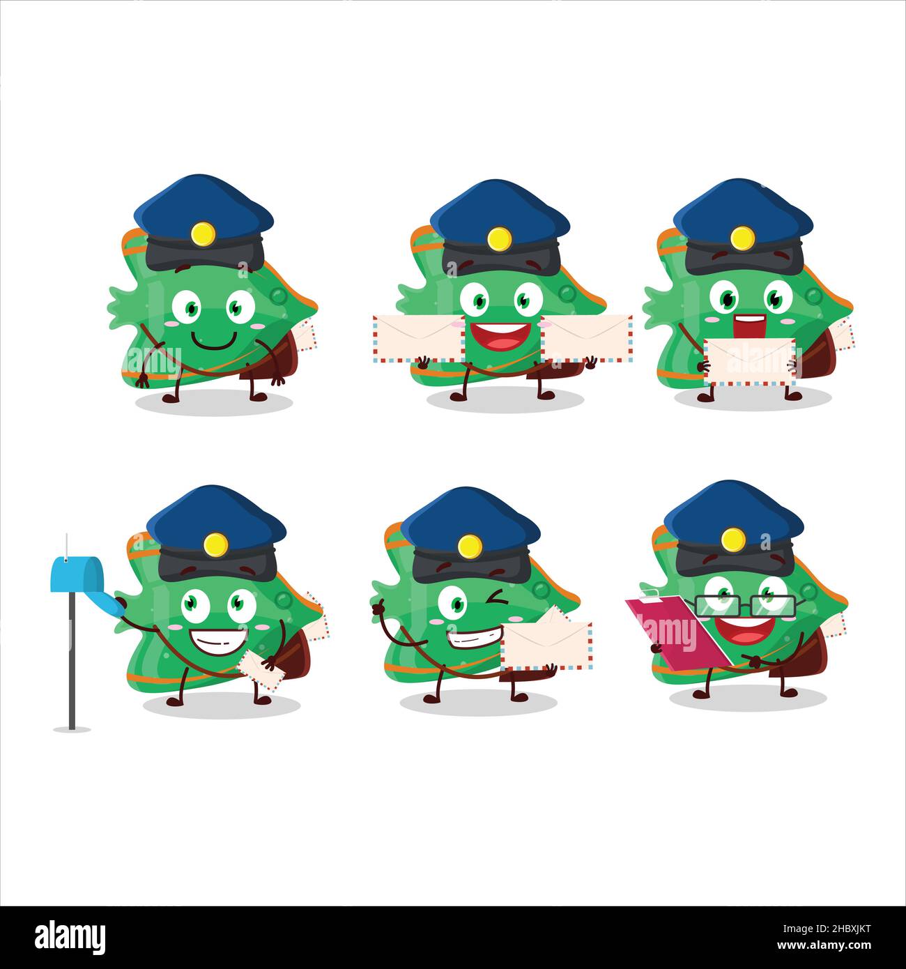 A picture of cheerful fish green gummy candy postman cartoon design ...