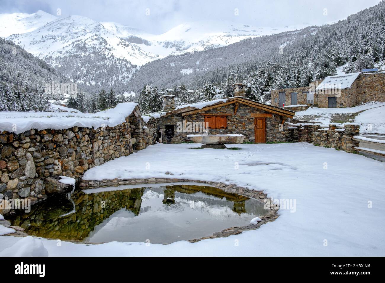 Views of villages in Andorra in the middle of snowy winter Stock Photo ...