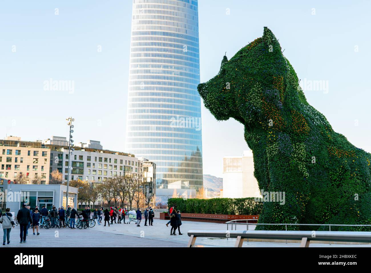 Puppy stands guard at Guggenheim Museum in Bilbao, Biscay, Basque ...