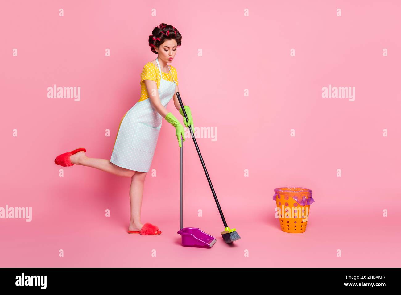 Full length body size view of nicr feminine coquettish maid cleansing ...