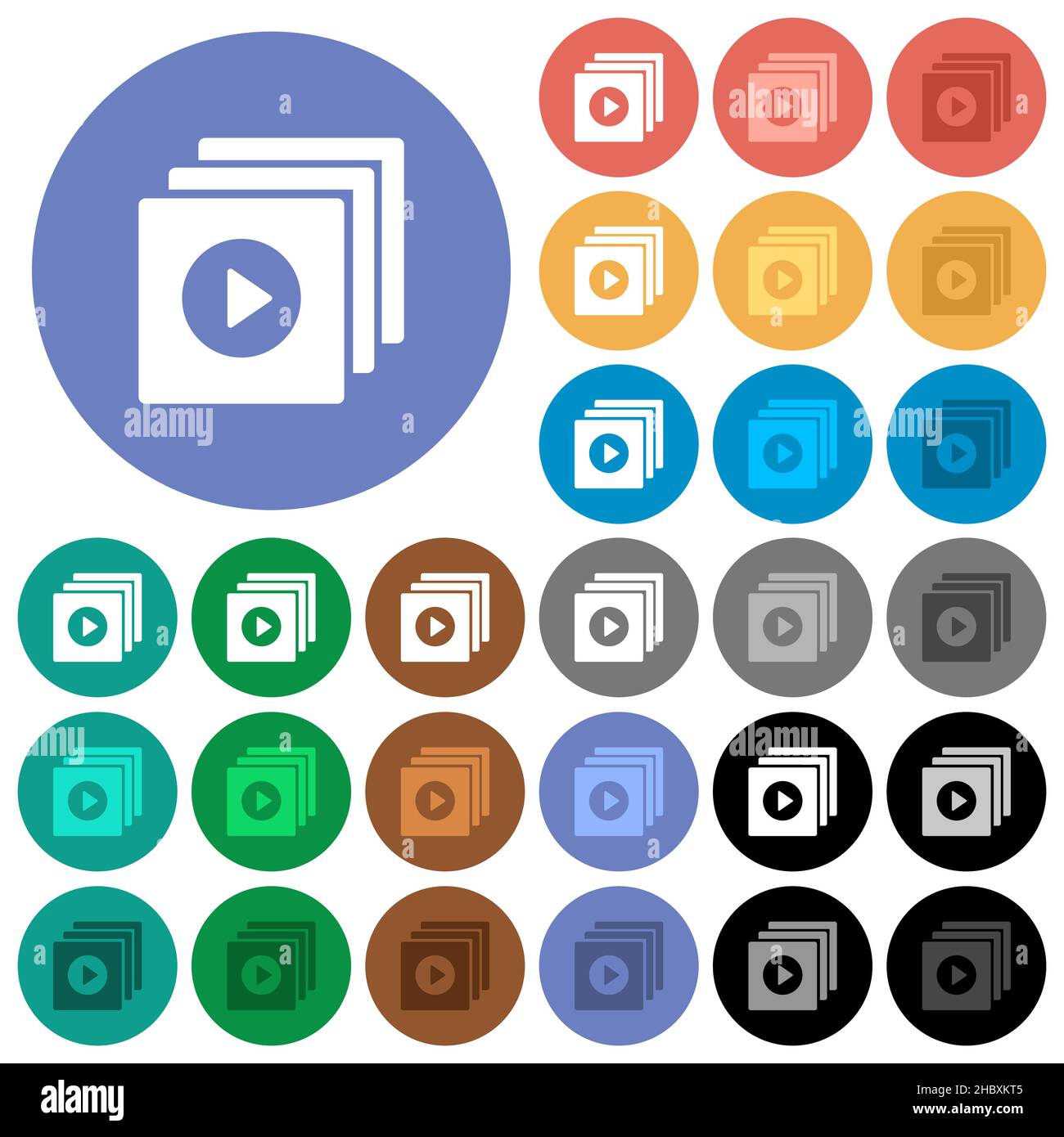Play files solid multi colored flat icons on round backgrounds ...
