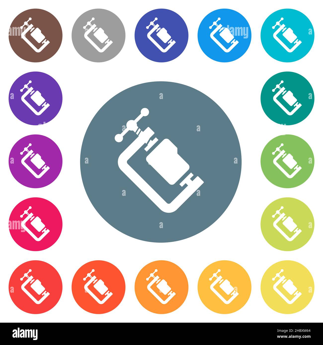 Folder compression solid flat white icons on round color backgrounds ...