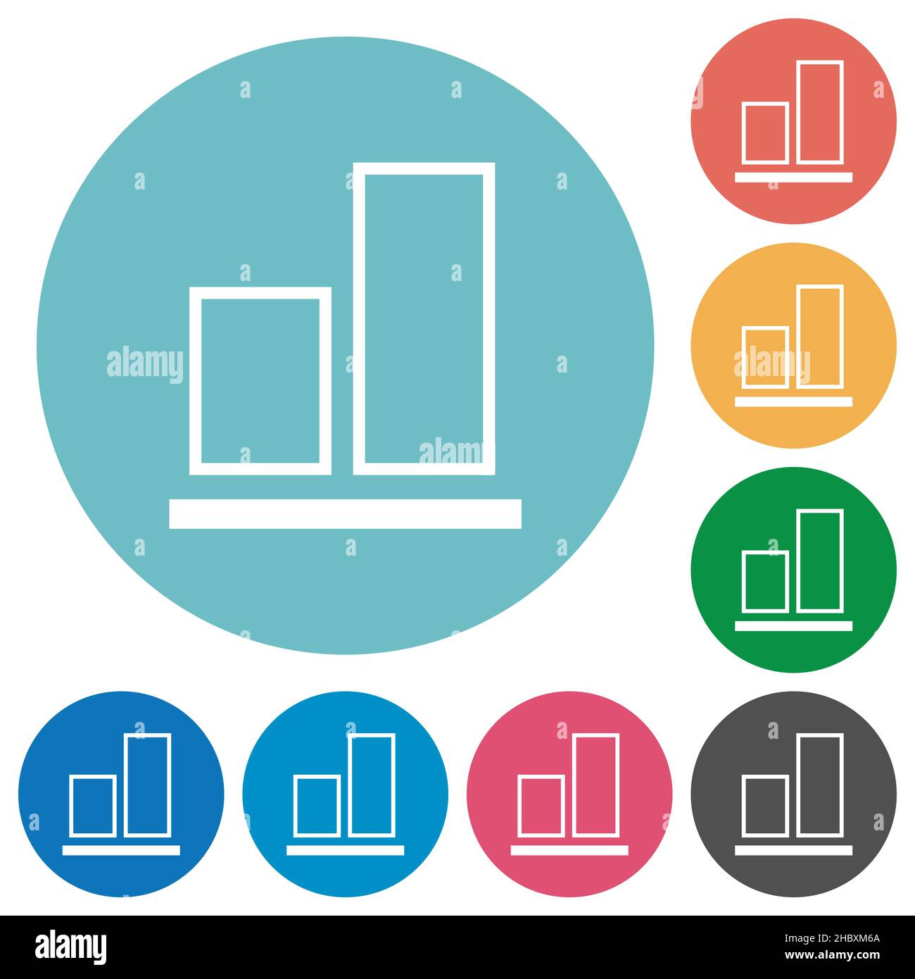 Align to bottom outline flat white icons on round color backgrounds ...