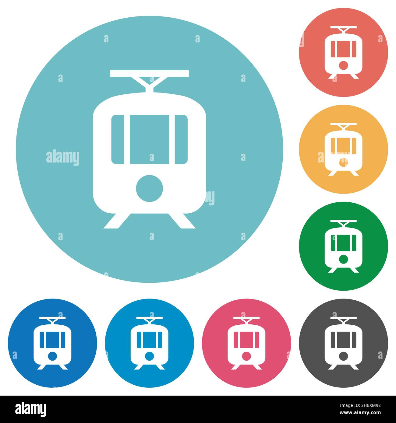 Tram flat white icons on round color backgrounds Stock Vector Image ...