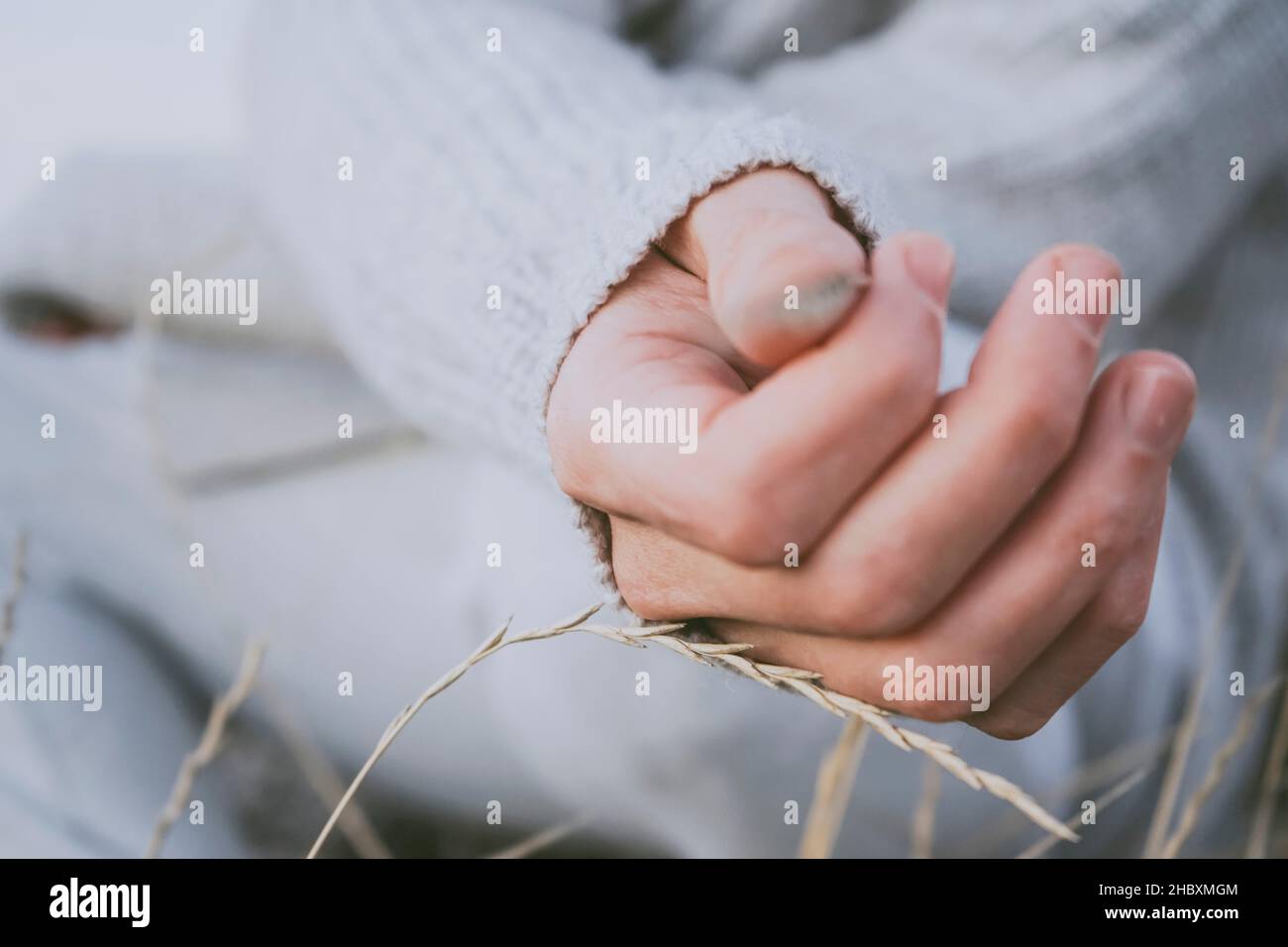 Delicate image of a young man touching nature Stock Photo - Alamy