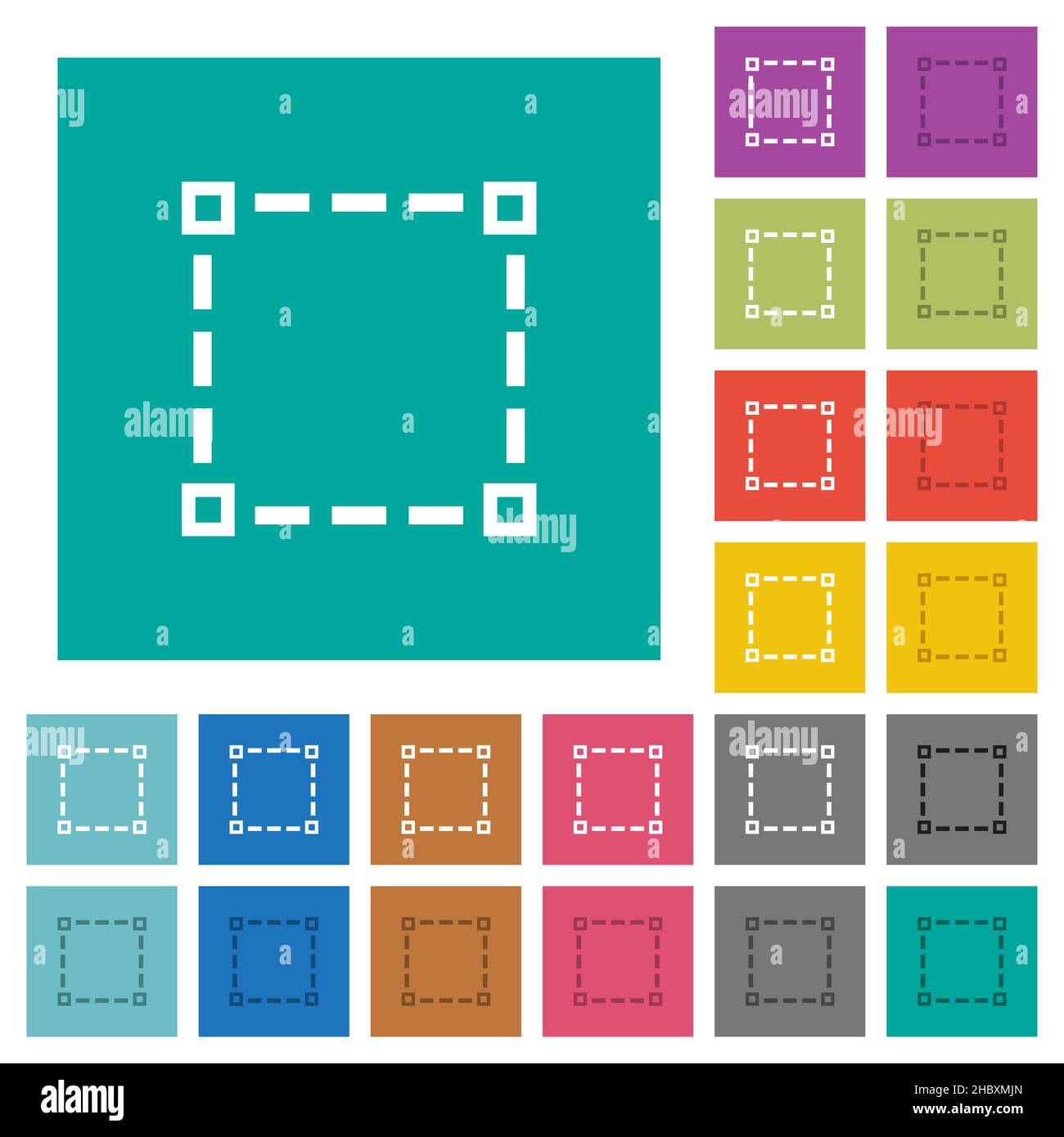 Selection tool outline multi colored flat icons on plain square ...