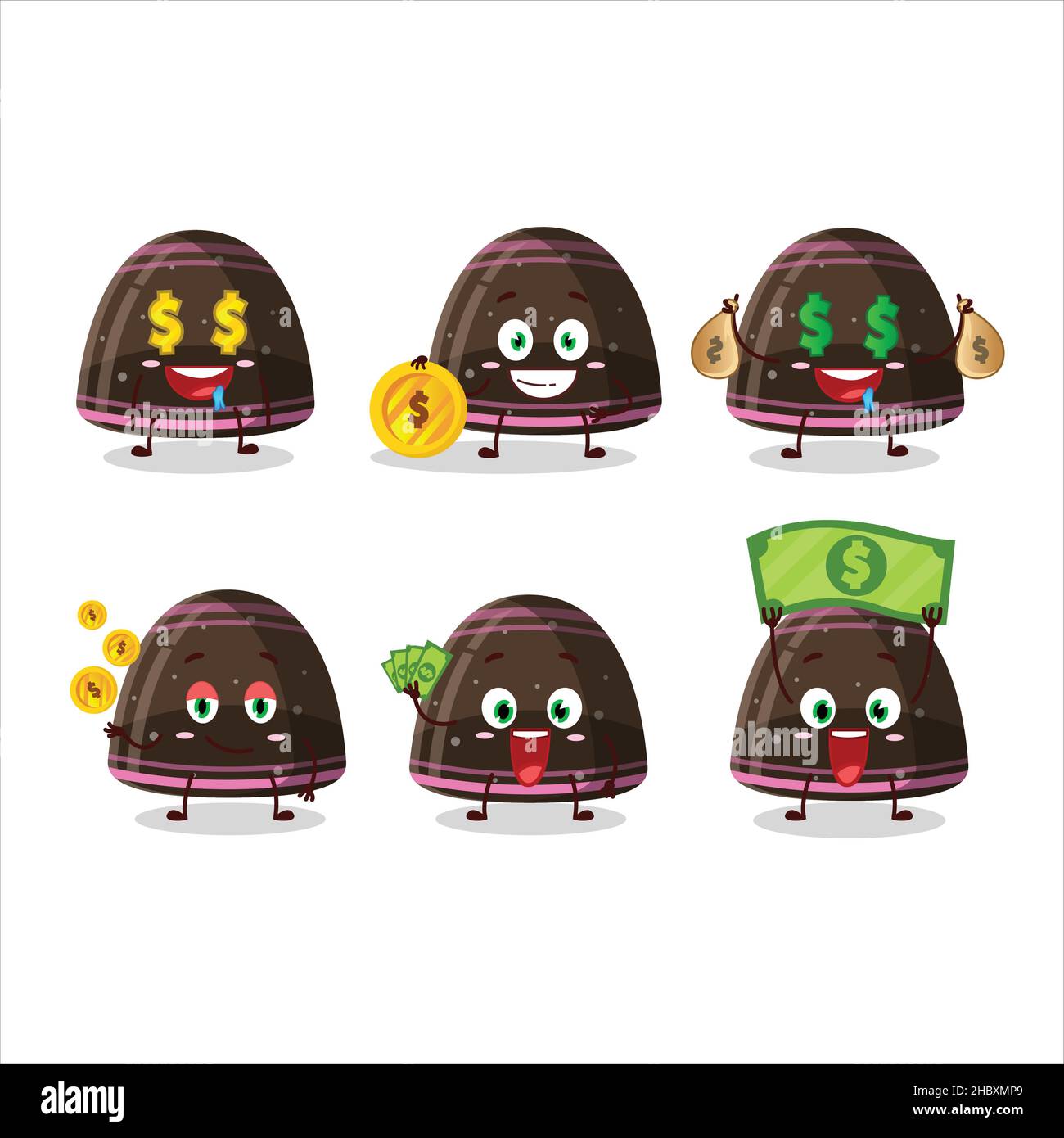 Chocolate jelly gummy candy cartoon character with cute emoticon bring ...