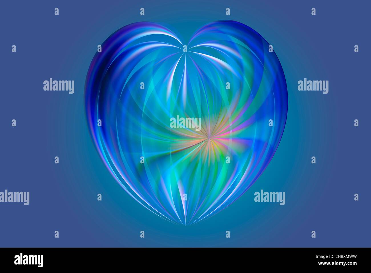 Abstract glowing fantasy background with a blue heart. Design, art ...