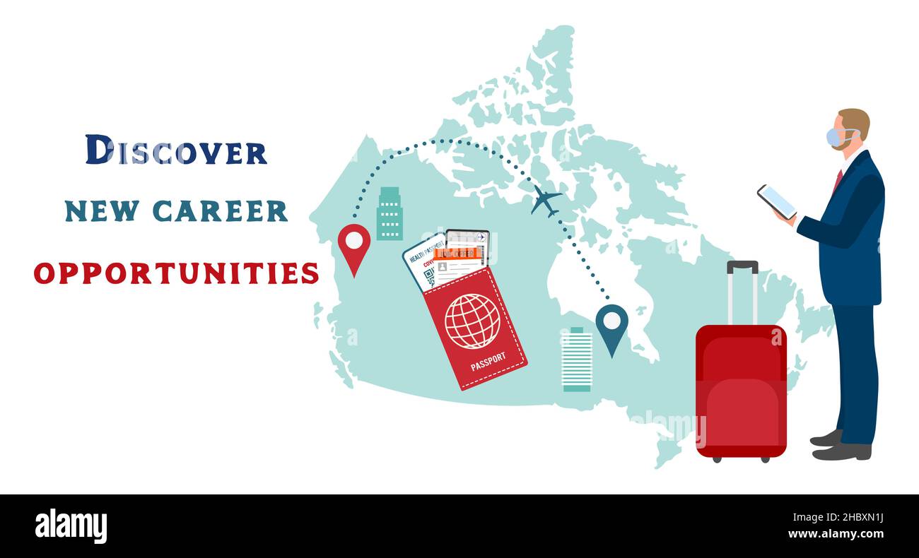 Vector illustration New career opportunities Relocation. Career ...
