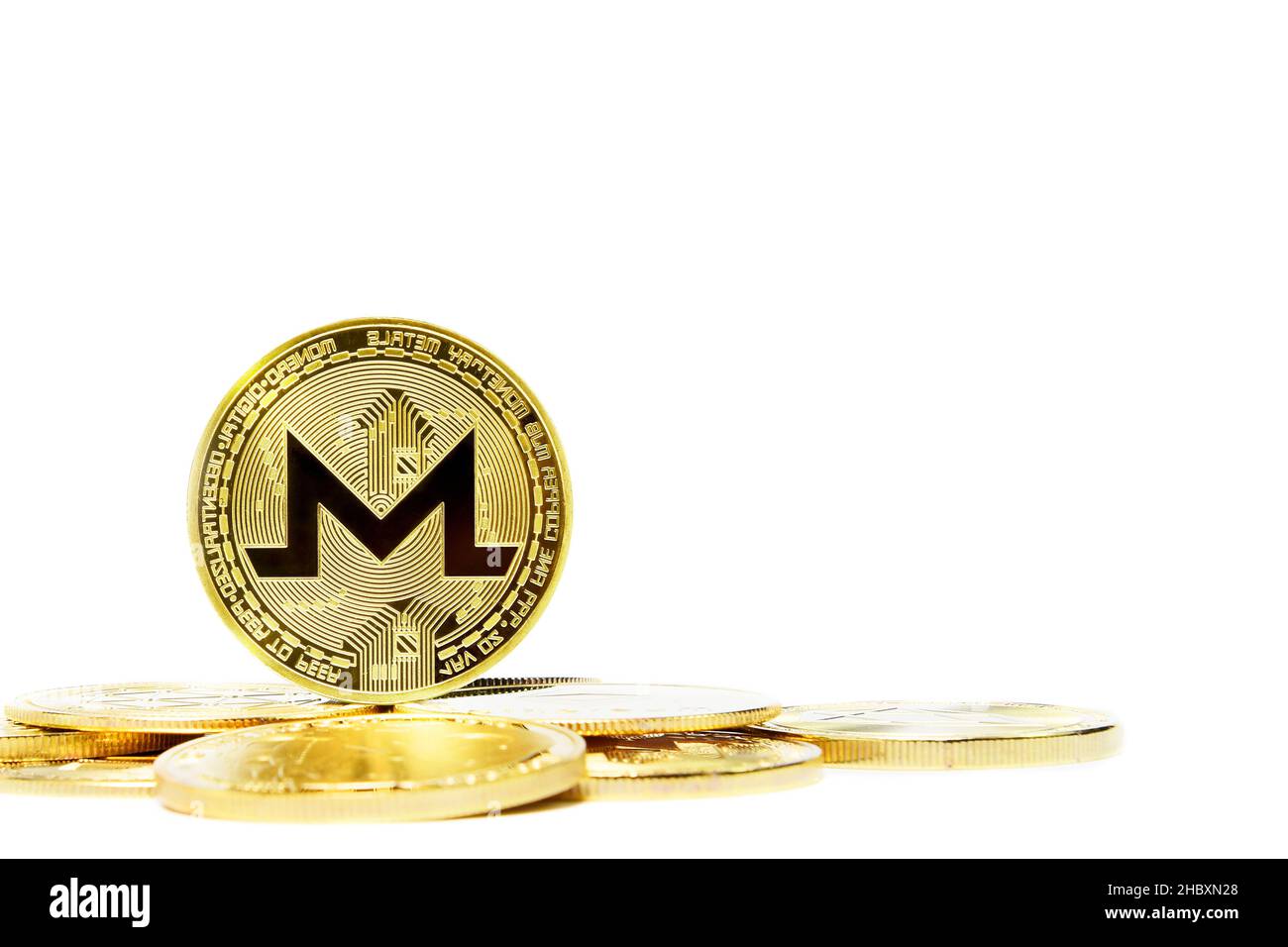 Monero Cryptocurrency, gold coin future coin isolated background Stock ...