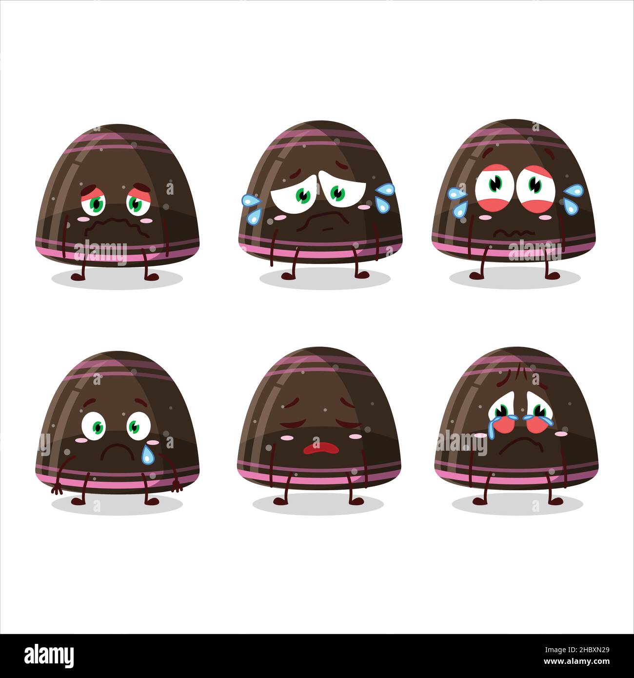 Chocolate jelly gummy candy cartoon character with sad expression ...