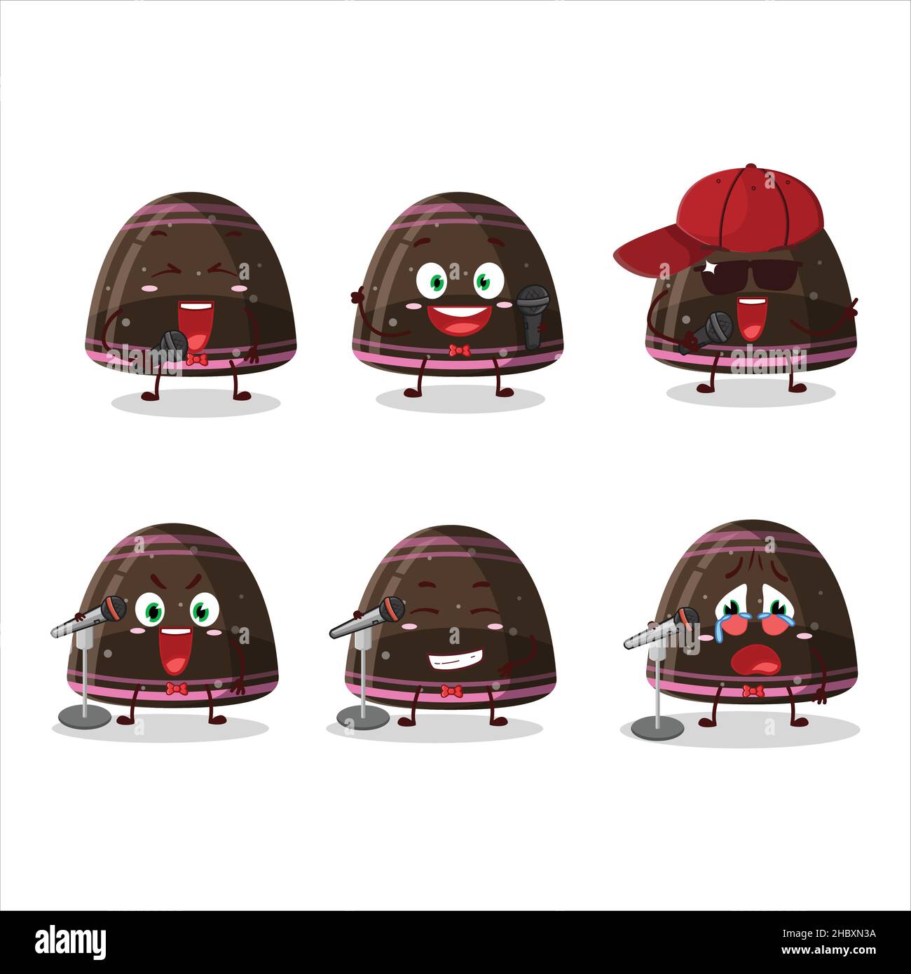 A Cute Cartoon design concept of chocolate jelly gummy candy singing a ...