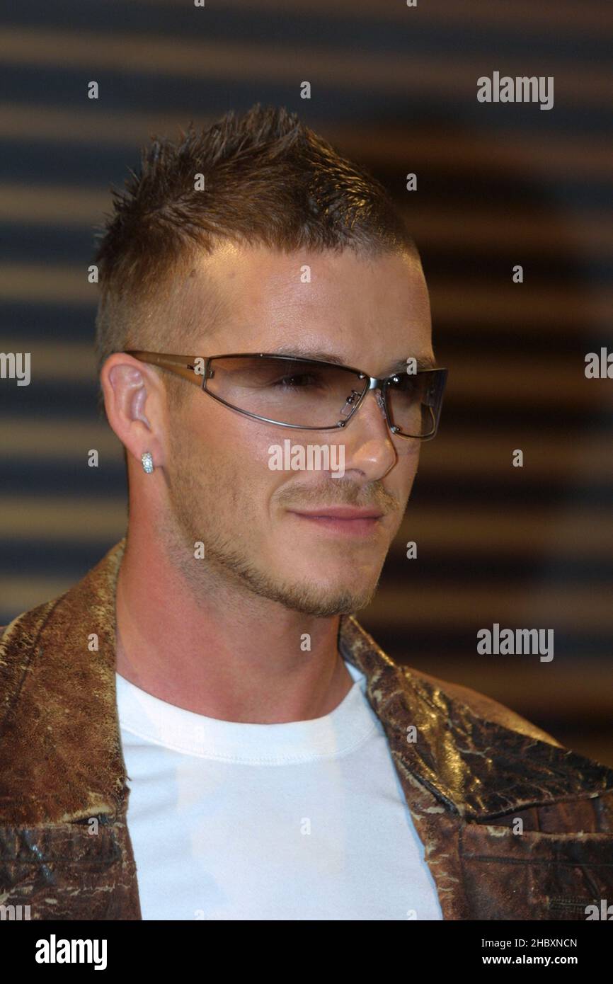 David Beckham launches the new range of POLICE sunglasses on 7/2/02 at Riverside Studios ...