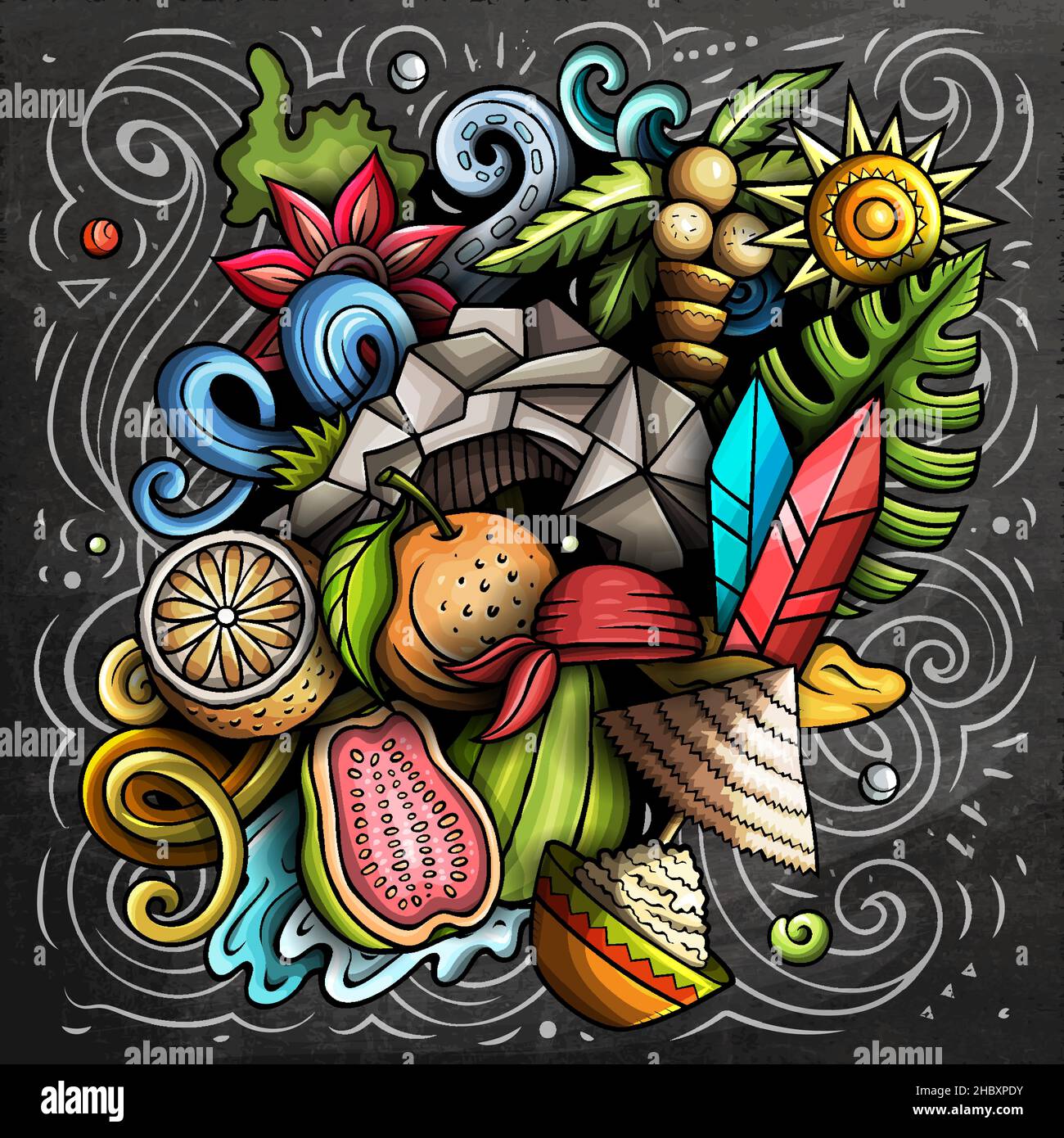 Barbados cartoon vector doodle chalkboard illustration Stock Vector ...