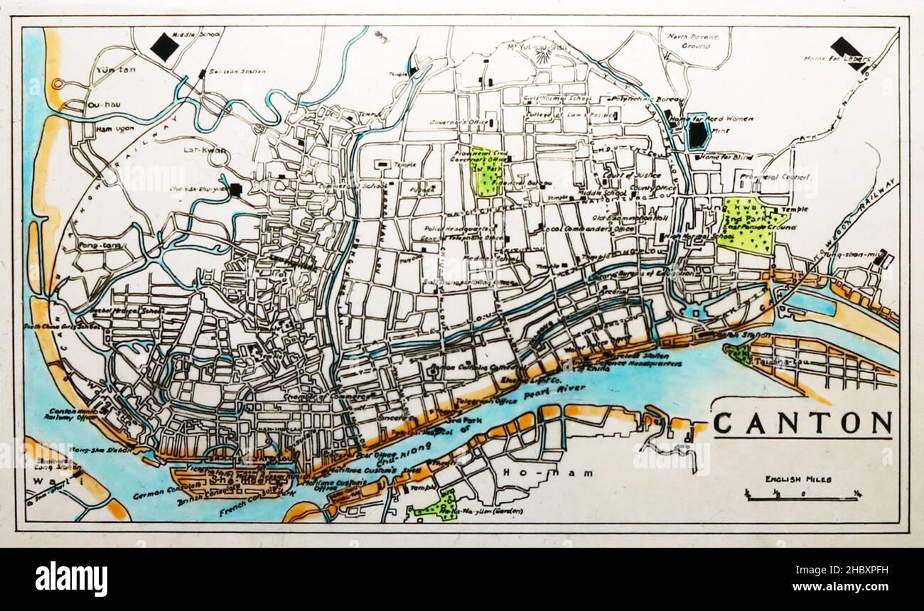 Map of Canton, China, early 1900s Stock Photo - Alamy