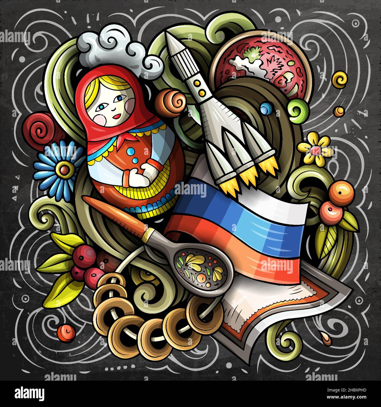 Russia cartoon vector doodle chalkboard illustration Stock Vector Image ...
