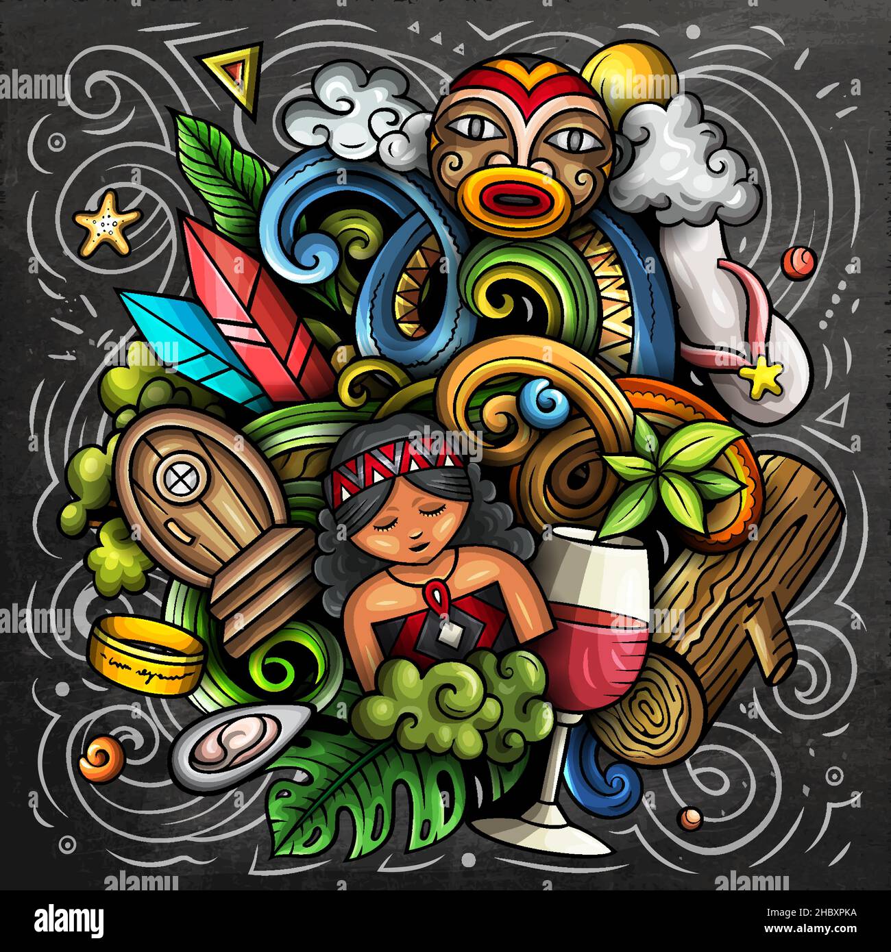 New Zealand cartoon vector doodle chalkboard illustration Stock Vector ...