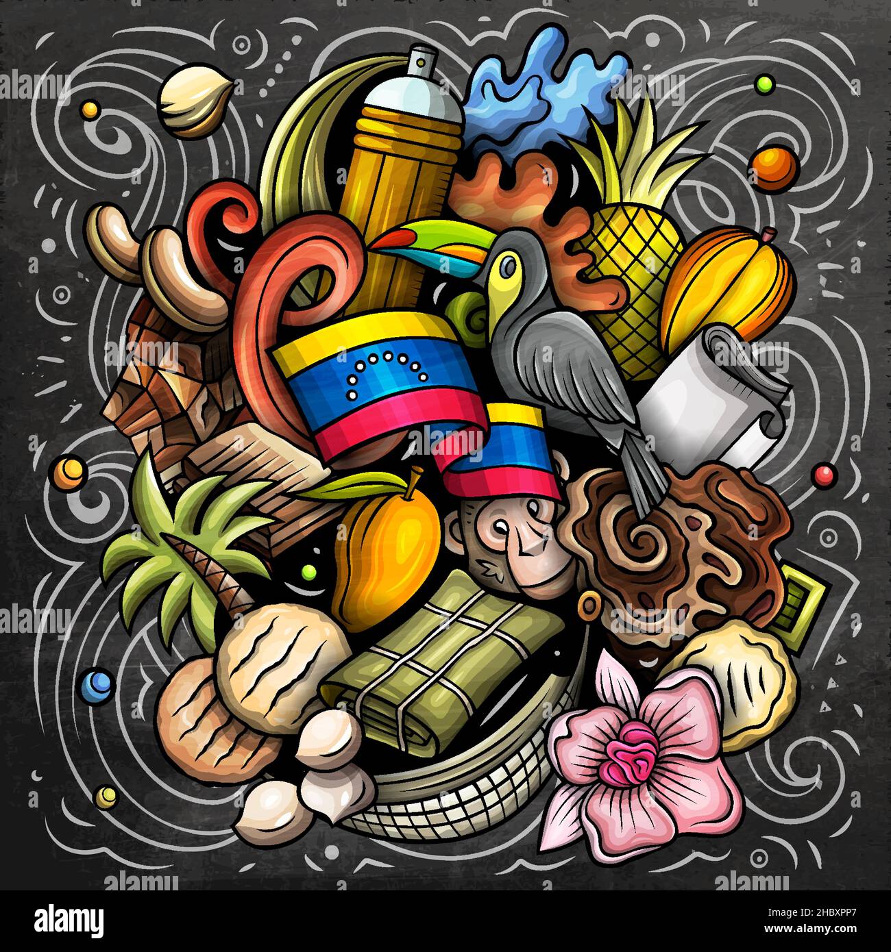 Venezuela cartoon vector doodle chalkboard illustration Stock Vector ...