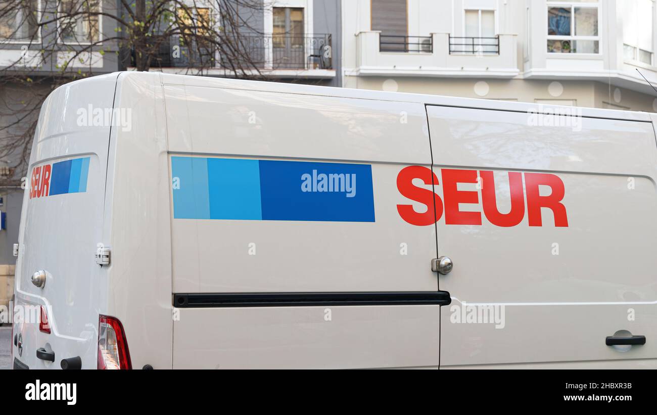 VALENCIA, SPAIN - DECEMBER 20, 2021: SEUR is a Spanish logistics ...
