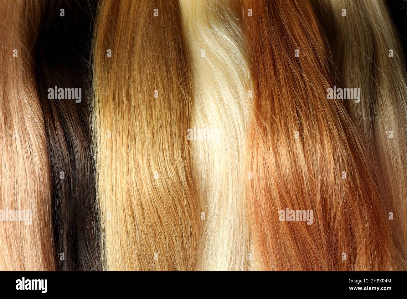 Different color female hair on whole background, close up Stock Photo ...