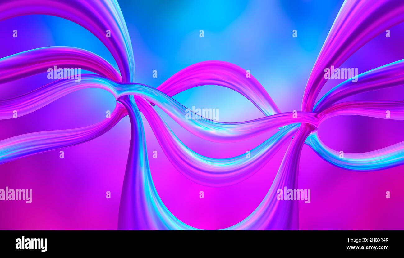 Gradient background with abstract fantasy neon figure. 3D image, 3D ...