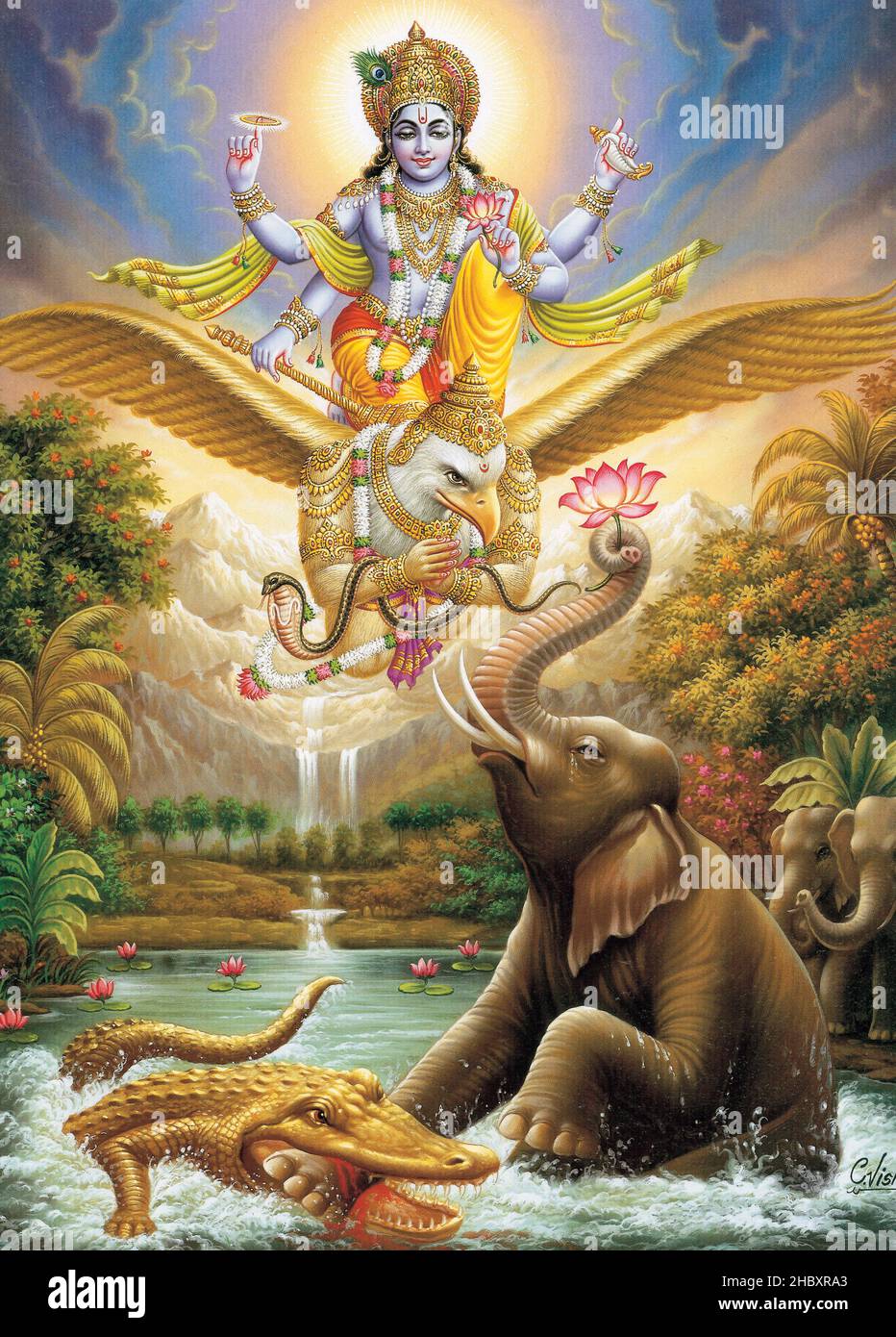 Lord vishnu painting hi-res stock photography and images - Alamy