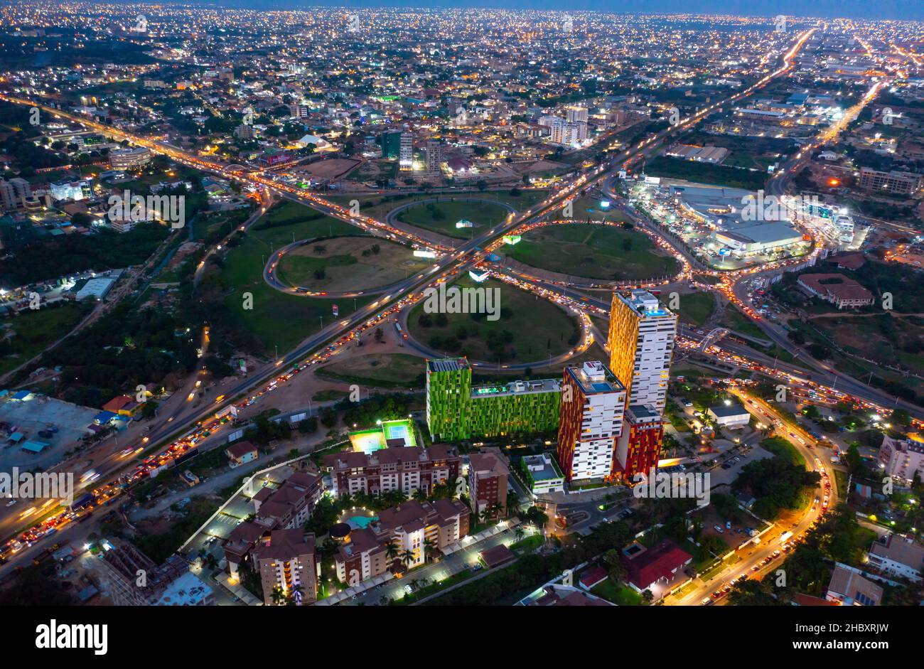 Ghana accra aerial night hi-res stock photography and images - Alamy