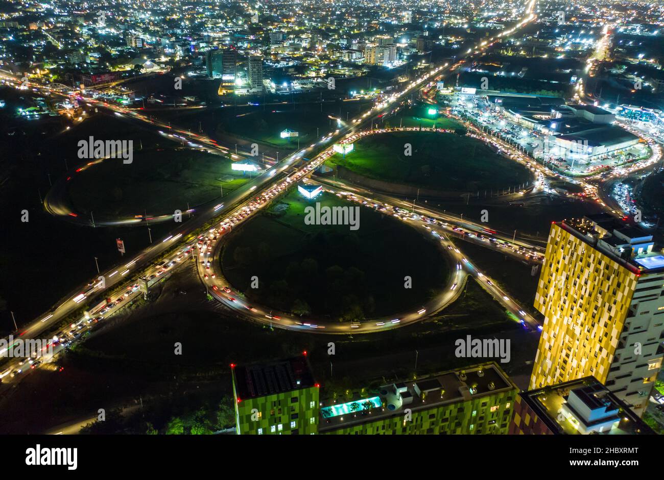 An aerial shot of the city of Accra in Ghana at night Stock Photo - Alamy